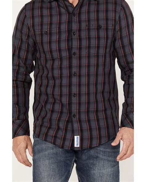 Resistol Mens Telluride Plaid Print Long Sleeve Button Down Western