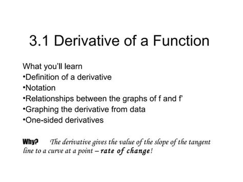 Lesson3 1 The Derivative And The Tangent Line Ppt