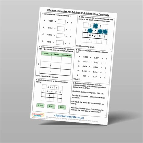 Year 5 Efficient Strategies For Adding And Subtracting Decimals Prior