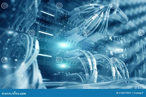 Glowing Optical Cable In Data Center Stock Illustration Illustration Of Finance Idea 210273597