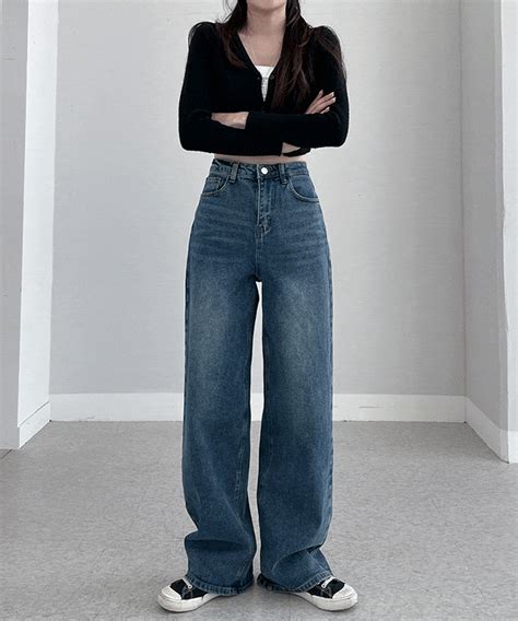 XL 청데님 정석 벨라 와이드 데님 팬츠 에이블리