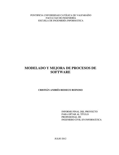Modelado Y Procesos De Software Pontificia Universidad CatÓlica De ValparaÍso Facultad De
