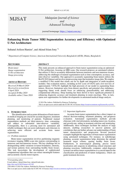 Pdf Enhancing Brain Tumor Mri Segmentation Accuracy And Efficiency With Optimized U Net