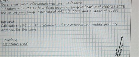 Solved The Circular Curve Information Was Given As Follows Chegg