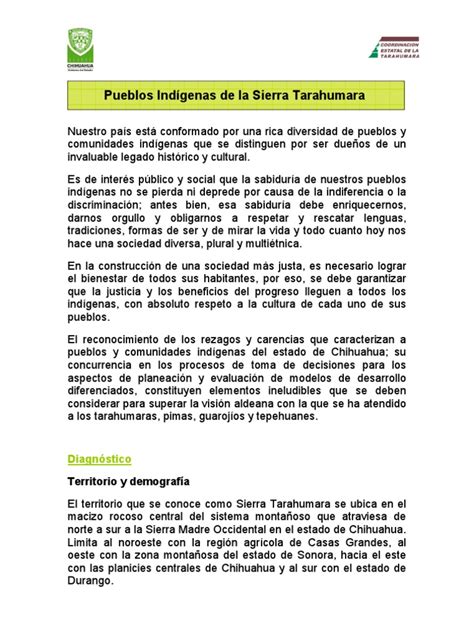 Características Y Ubicación De Los Tarahumaras Pdf Los Bosques