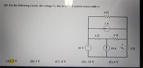 Solved Q For The Following Circuit The Voltage Vo Due Chegg Com