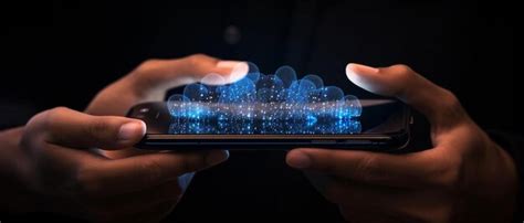 Businessman Hold Cloud Icon Cloud Computing Concept Connect Smart Phone