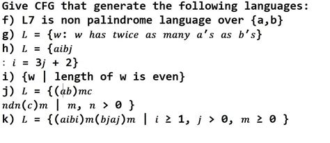 Solved Give Cfg That Generate The Following Languagesf ﻿l7