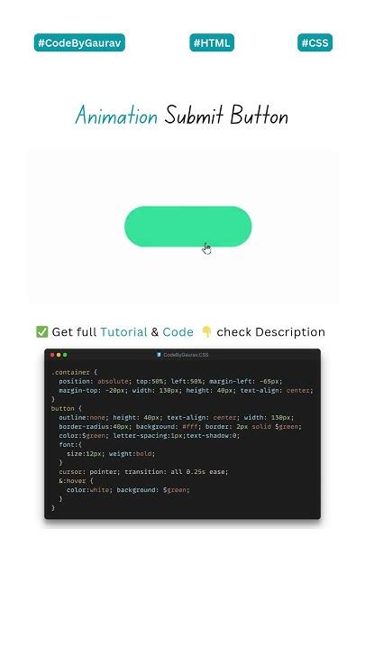 🚀 Animated Submit Button Using Html And Css Webdevelopment Coding