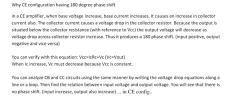 prove that in a common emitter amplifier the output and input differ