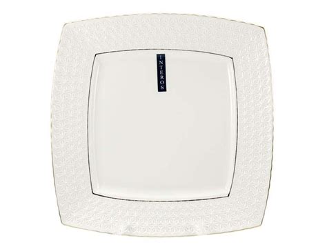 Тарілка фарфорова біла обідня 25 см квадратна Снігова королева Interos 10 222826 A 1045346