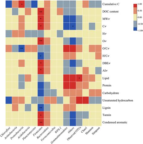 Correlation Heat Map Between Bacteria Community Horizontal Axis With