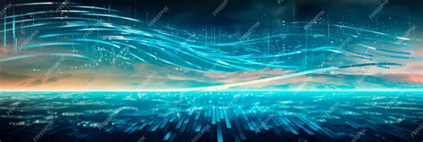 Premium Photo Abstract Data Visualization Backdrop With Data Waves Crashing On A Digital Shore