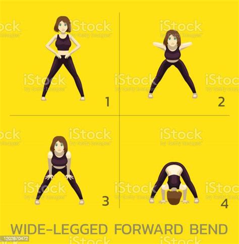 와이드 레그 앉아 앞으로 벤드 요가 만화 자습서 방법 만화 벡터 일러스트 건강한 생활방식에 대한 스톡 벡터 아트 및 기타 이미지 건강한 생활방식 광대한 교습 Istock