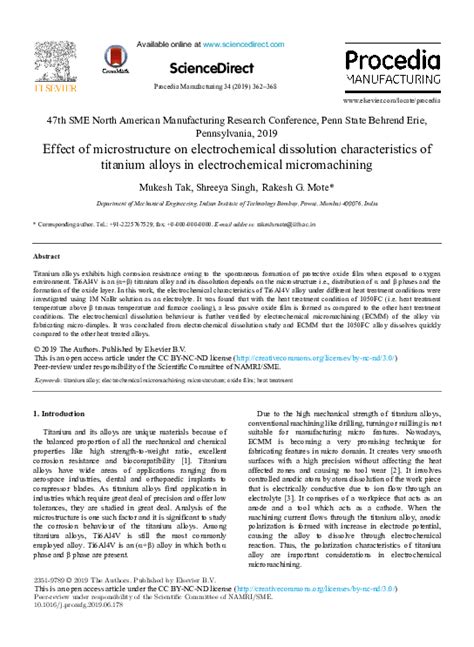 Pdf Effect Of Microstructure On Electrochemical Dissolution Characteristics Of Titanium Alloys