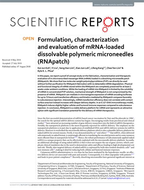 Pdf Formulation Characterization And Evaluation Of Mrna Loaded