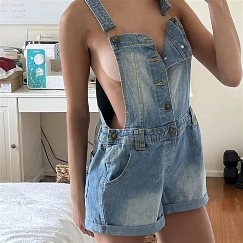 Denim Romper Trendy Blue Denim Romper Can Be Worn Depop