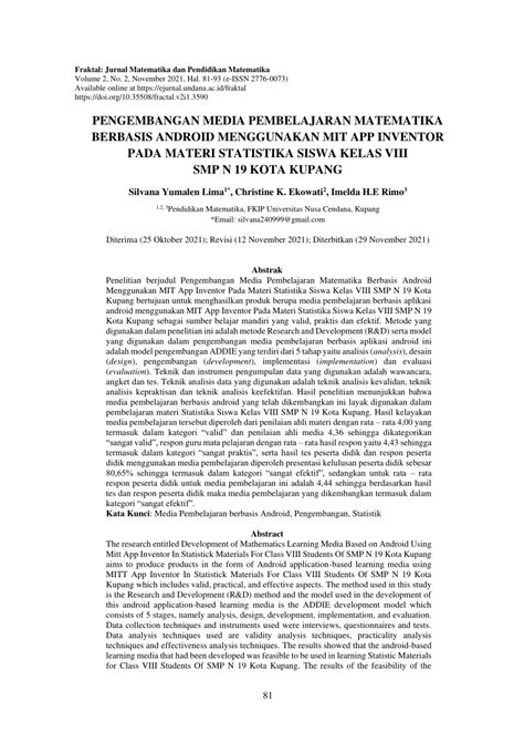 Pdf Pengembangan Media Pembelajaran Matematika Berbasis Android Menggunakan Mit App Inventor