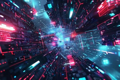 Premium Photo Pixelated Abstract Illustration Futuristic Digital Concept