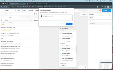 Supabase Workflow Action Freezes Screen Cannot Add Supabase Workflows