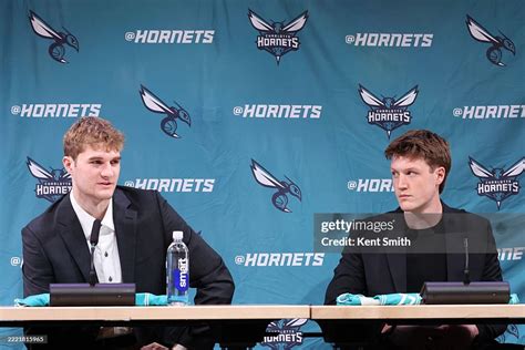 Liam Mcneeley And Kon Knueppel Of The Charlotte Hornets Are News Photo Getty Images