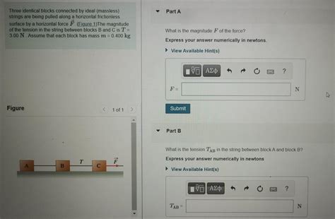 solved part a three identical blocks connected by ideal