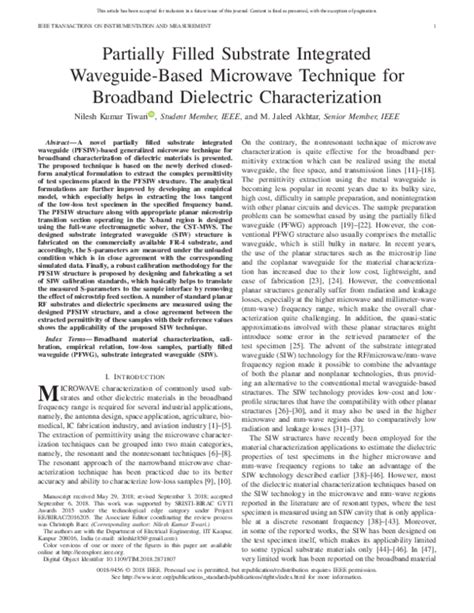 Pdf Partially Filled Substrate Integrated Waveguide Based Microwave Technique For Broadband