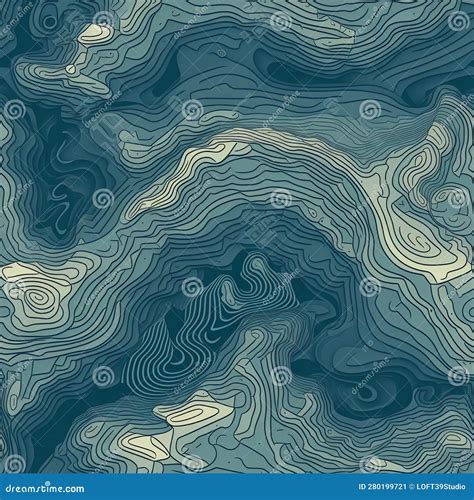 Generative Ai Topographic Map Seamless Pattern Stock Illustration