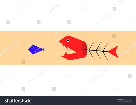 큰 물고기는 작은 물고기를 먹으려고 한다 스톡 일러스트 2021500607 Shutterstock