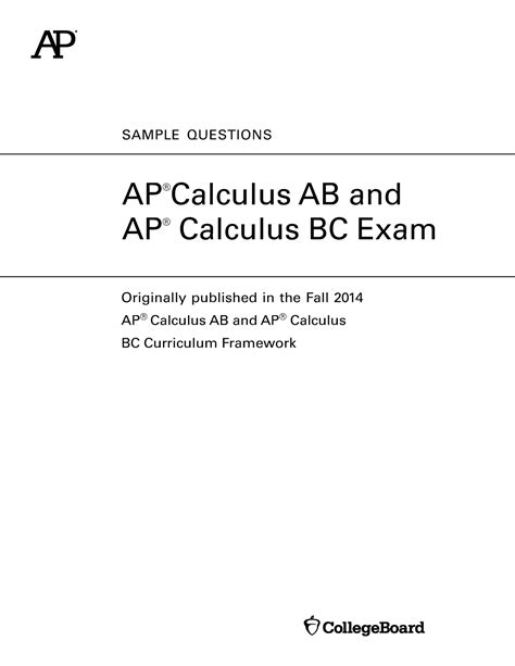 Sample Questions Ap Calculus Ab And Bc Exams Originally Published In The Fall 2014 AP