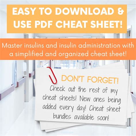 Insulin Cheat Sheet For Nursing Students Made By A Nursing Student Etsy
