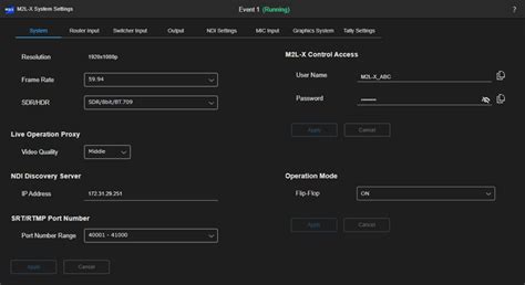 M2L X Help Guide Structure Of The System Settings Screen