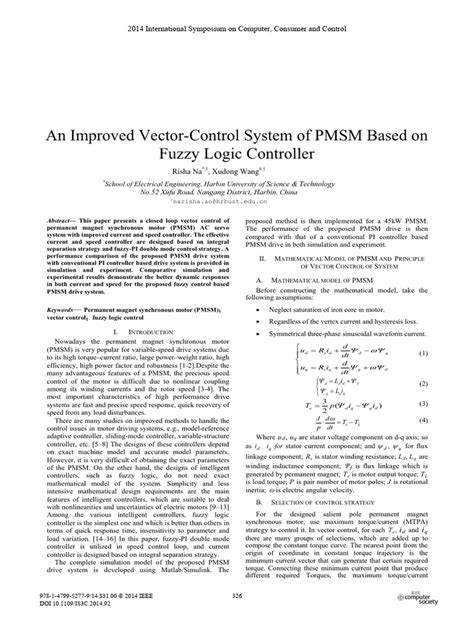 An Improved Vector Control System Of Pmsm Based On Fuzzy Logic