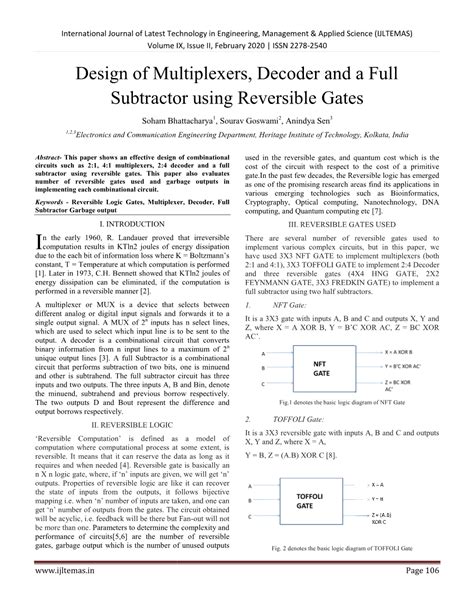 Design Of Multiplexers Decoder And A Full Subtractor Using Reversible