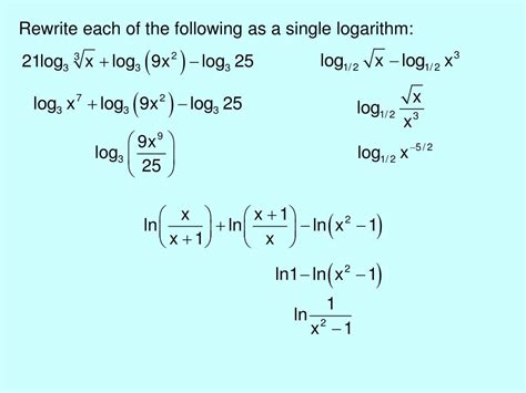Ppt Section 9 4 1 Properties Of Logarithms Powerpoint Presentation Id 3147329