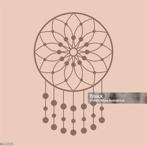 추상적인 양식의 장식적인 보헤미안 드림캐쳐 실내 장식 포스터 의류 장식 흰색 배경에 평평하게 격리된 그림 0명에 대한 스톡 벡터