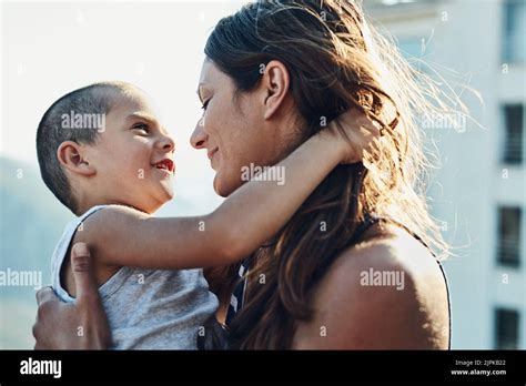 Mom Loves You So Much A Single Mother Spending Time With Her Son Stock