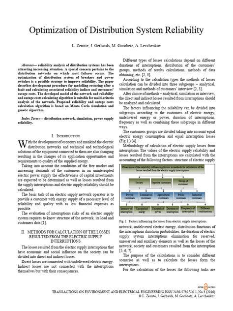 optimization of distribution system pdf reliability engineering