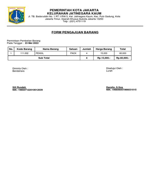 Bukti Permintaan Dan Pengeluaran Barang Pdf
