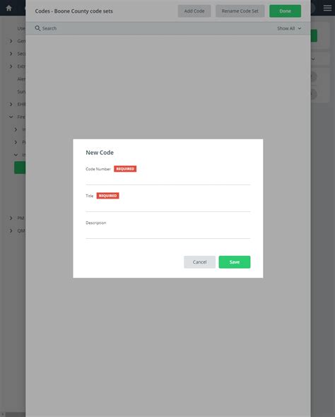 Add Codes And Code Sets To The Inspections Module