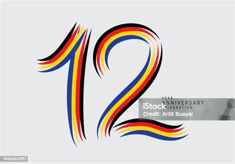 12 주년 기념일 축하 로고 타입 다채로운 선 벡터 12 번째 생일 로고 12 숫자 배너 템플릿 초대 카드 및 포스터에 대 한 벡터 디자인 템플릿 요소 숫자 디자인 벡터