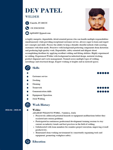 Dev Patel Resume 2 Pdf Welding Construction