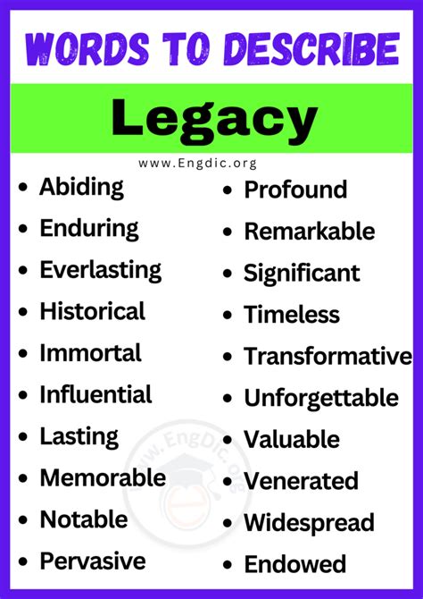 20 Best Words To Describe Legacy Adjectives For Legacy Engdic