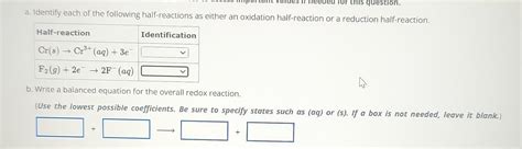 [solved] A Identify Each Of The Following Half Reacti