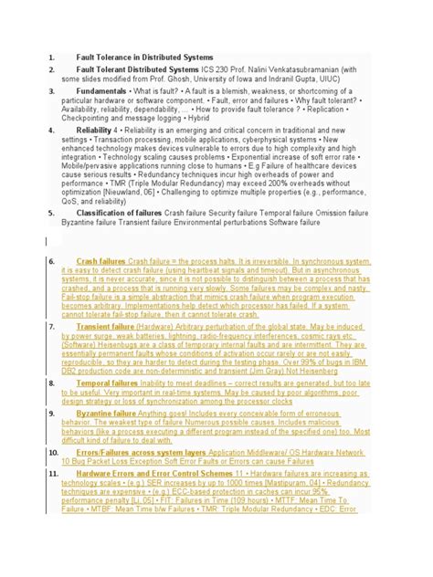 fault tolerance in distributed systems pdf error detection and