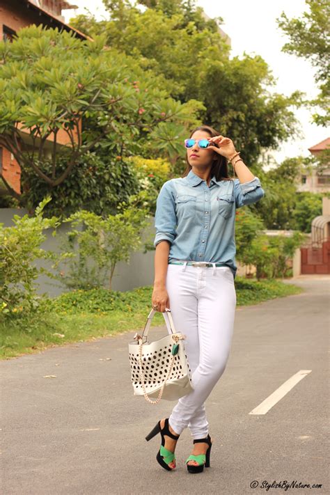 Fashion Trend White Jeans And Chambray Shirt Stylish By Nature By