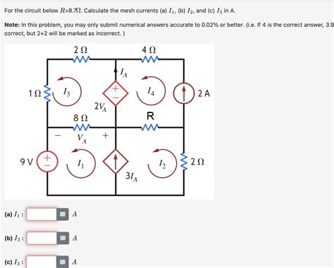 Solved For the circuit below R=8.7Ω. ﻿Calculate the mesh | Chegg.com