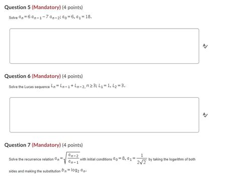 Solved Question 5 Mandatory 4 Points Solve An 6 An 1 7
