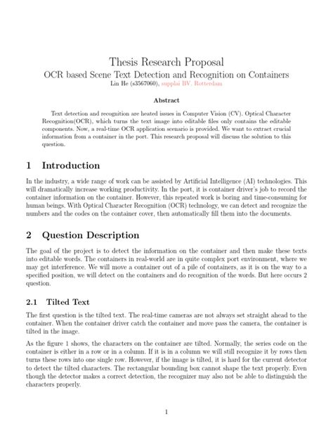 Thesis Research Proposal Pdf Optical Character Recognition Image Segmentation