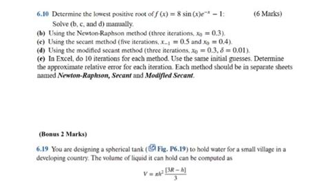 solved 6 10 determine the lowest positive root of
